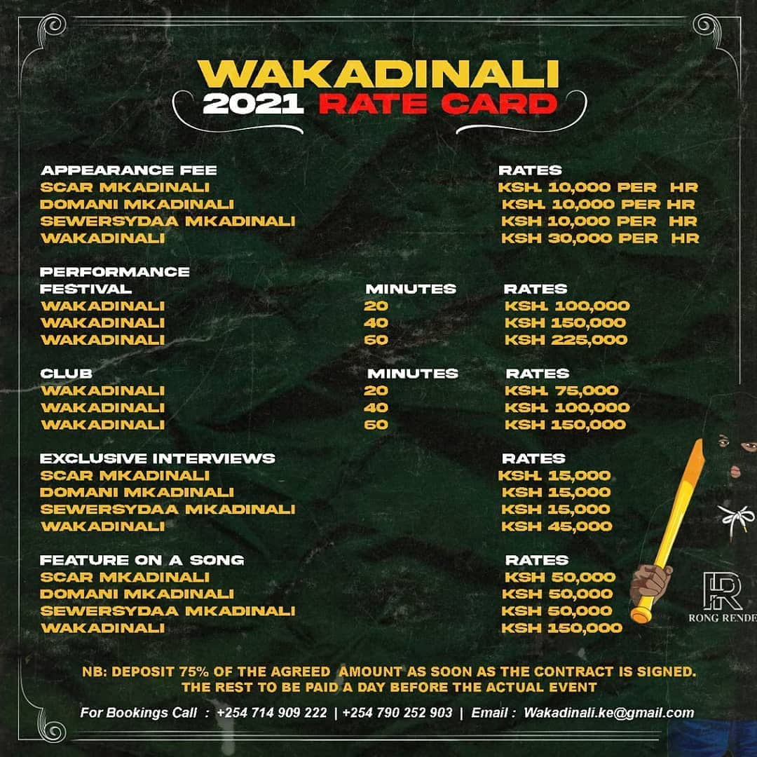 Wakadinali Share Their Rate Card for 2021 | Boombuzz