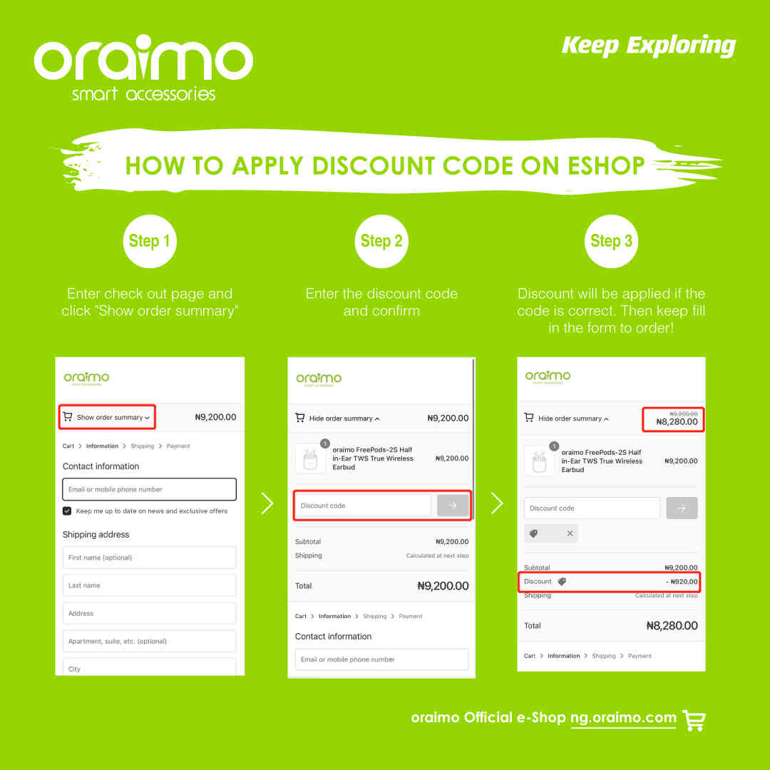 User-flow on How to Use The oraimo Discount Coupon | Boombuzz